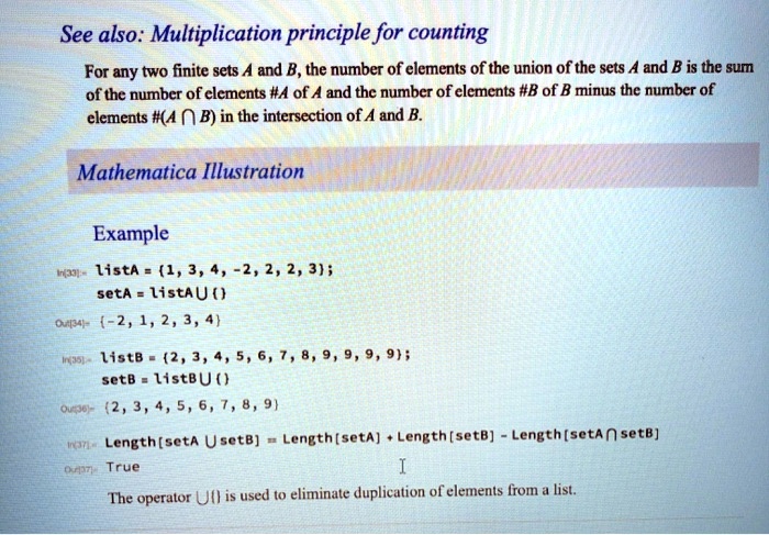 SOLVED: See also: Multiplication principle for counting For any two finite sets A and B the ...