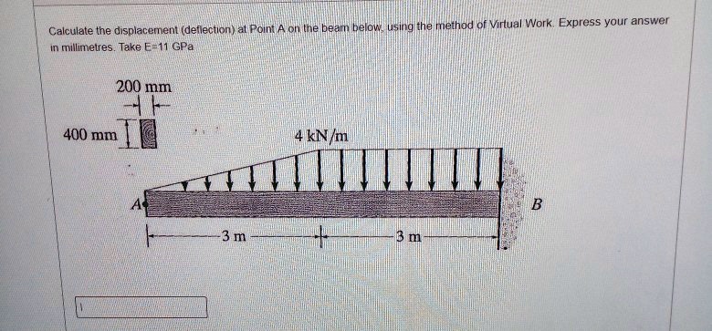 SOLVED: Calculate the displacement deflection at Point A on the beam ...