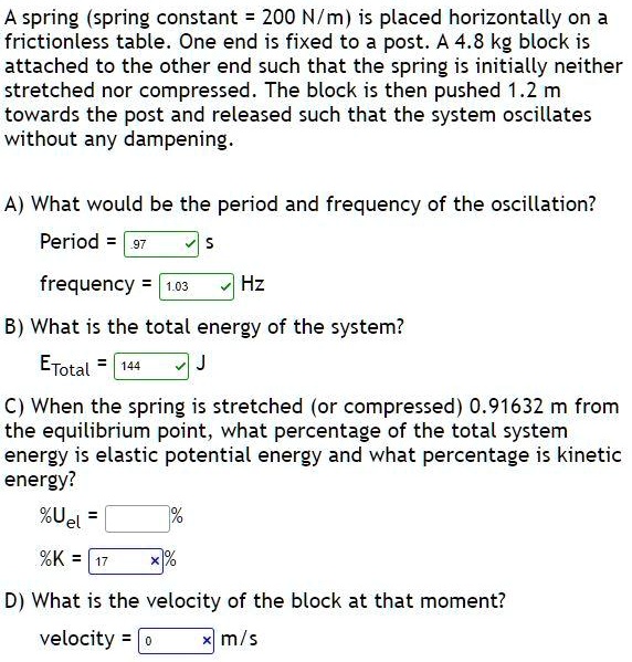 SOLVED: A spring (spring constant = 200 N/m) is placed horizontally on ...
