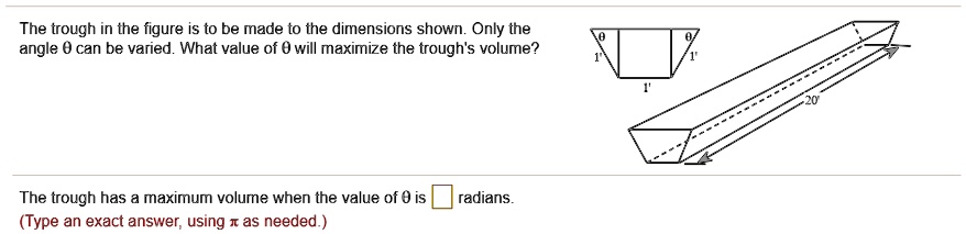 SOLVED: The trough in the figure is to be made to the dimensions shown ...