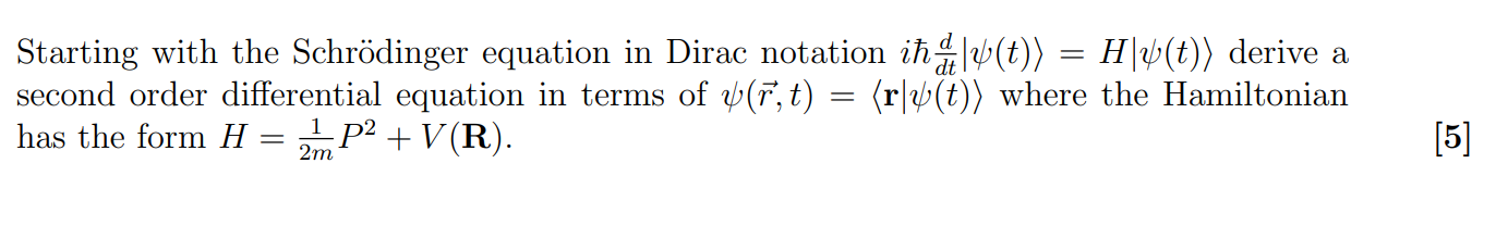 Starting with the Schrödinger equation in Dirac notation i ħ(d)/(d t)|ψ ...