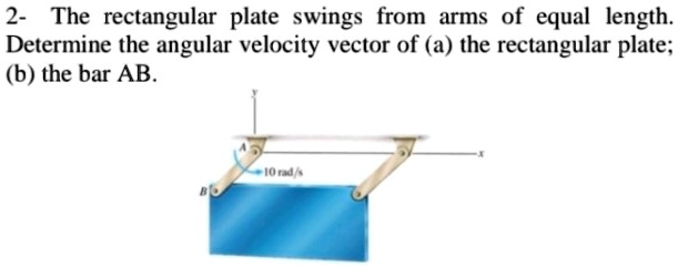 SOLVED: The rectangular plate swings from arms of equal length. Determine the angular velocity ...