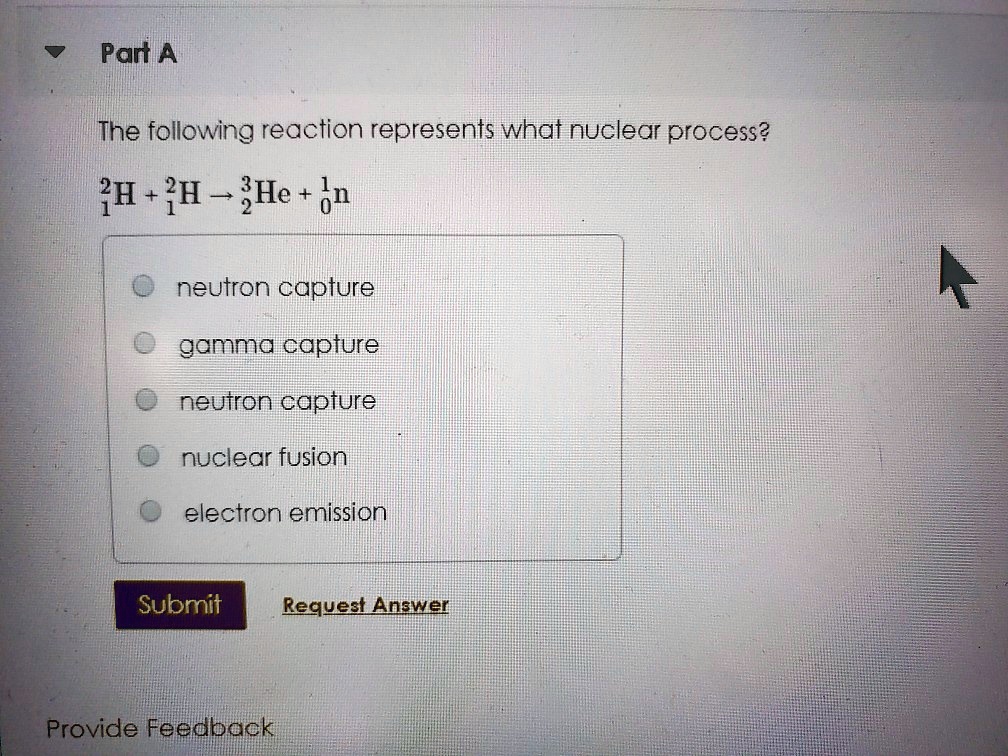 SOLVED: Part A The following reaction represents what nuclear process ...