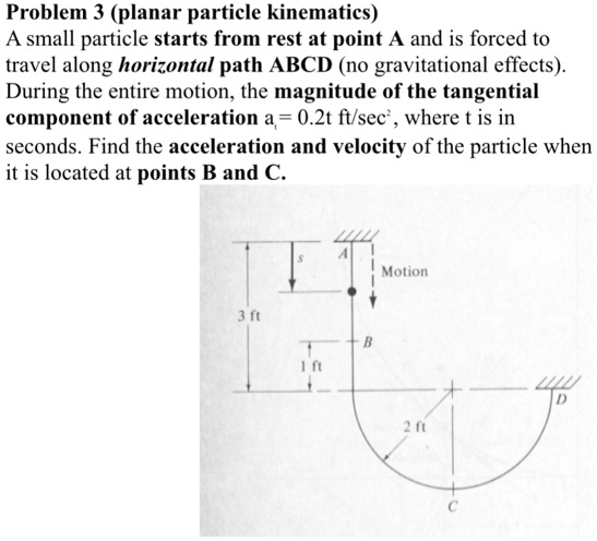 SOLVED: Problem 3 (planar particle kinematics): A small particle starts from rest at point A and ...