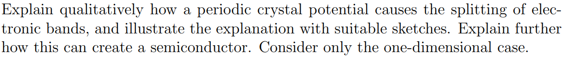 SOLVED: Explain qualitatively how a periodic crystal potential causes ...