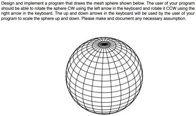 Solved Use Copengl Design And Implement A Program That Draws The Mesh Sphere Shown Below