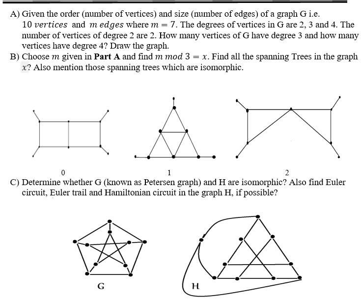 A) Given the order (number of vertices) and size (number of edges) of a graph G i.e. 10 vertices ...
