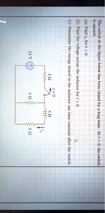 SOLVED: a) Find i for t > 0. b) Find the voltage across the inductor for t > 0. c) Determine the ...