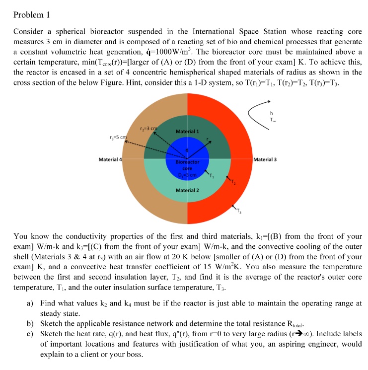SOLVED: Consider a spherical bioreactor suspended in the International ...