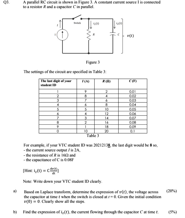 SOLVED: Text: Last digit is 9. Q3. A parallel RC circuit is shown in ...