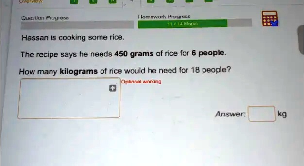 SOLVED: Homework Progress Tracker Hassan is cooking some rice. The ...