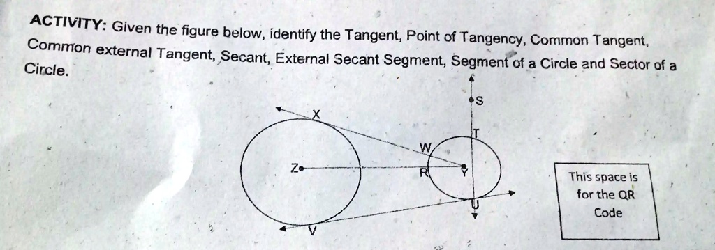 SOLVED: CCTrvoTY: Given the figure below, identify the Tangent Point of Tangency, Common Tangent ...