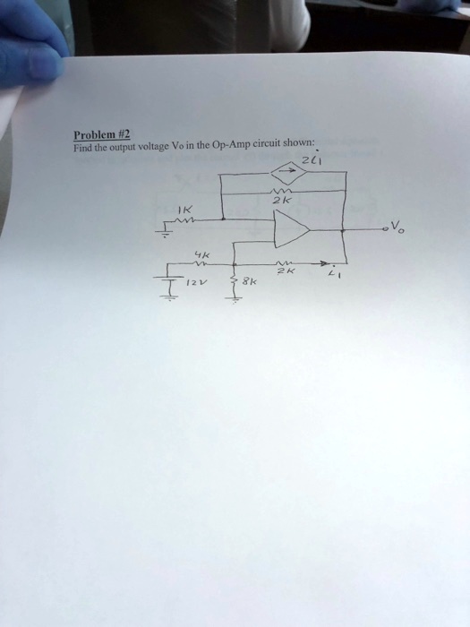 Problem #2 Find the output voltage Vo in the Op-Amp circuit shown: 2k 1k 4k 12V 8k 2k 2i Vo I1
