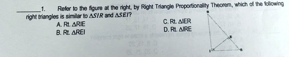 SOLVED: Refer to the figure at the right; by Right Triangle ...