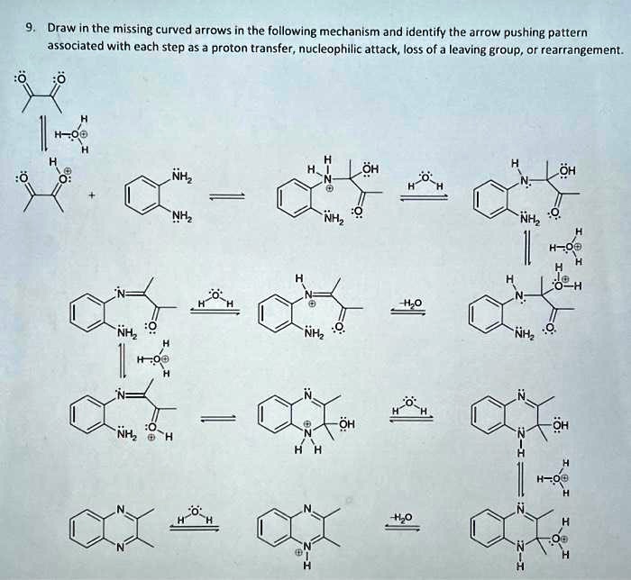 SOLVED: Draw in the missing curved arrows in the following mechanism ...