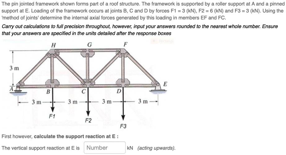the pin jointed framework shown forms part of a roof structure the ...