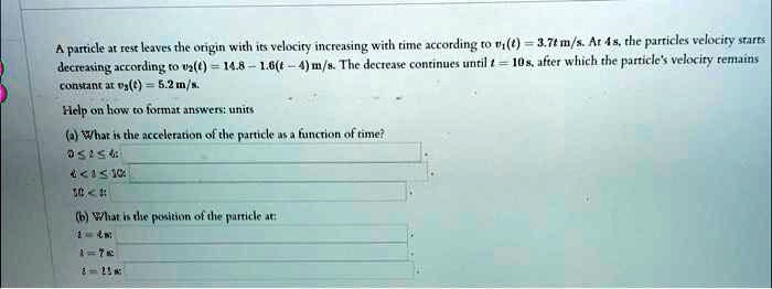 A particle at rest leaves the origin with its velocity increasing with ...