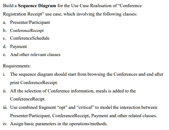 Build a Sequence Diagram for the Use Case Realisation of "Conference ...