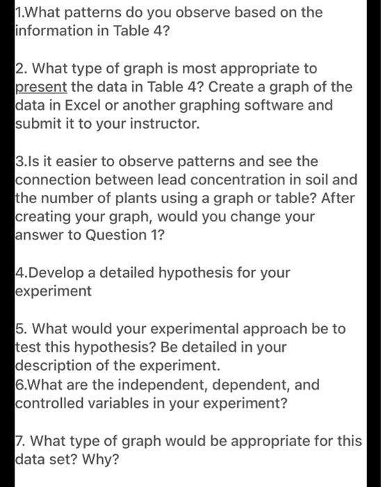 SOLVED: 1. What patterns do you observe based on the information in ...