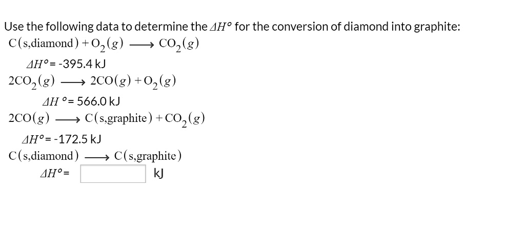 SOLVED: Use the following data to determine the Î”H for the conversion ...