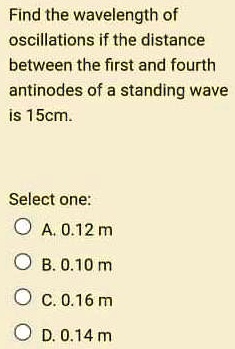 SOLVED: Find the wavelength of oscillations if the distance between the ...