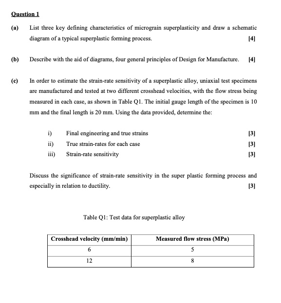 Question 1 (a) List three key defining characteristics of micrograin ...