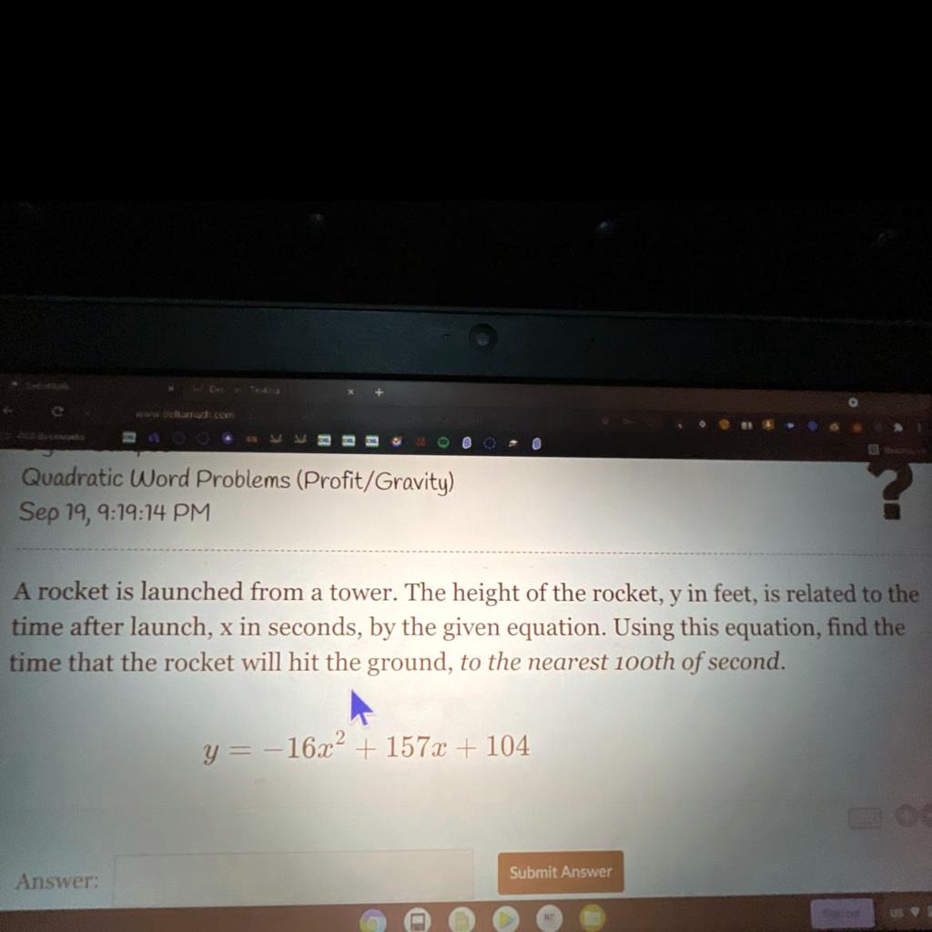 Solved A Rocket Is Launched From A Tower The Height Of The Rocket Y In Feet Is Related To