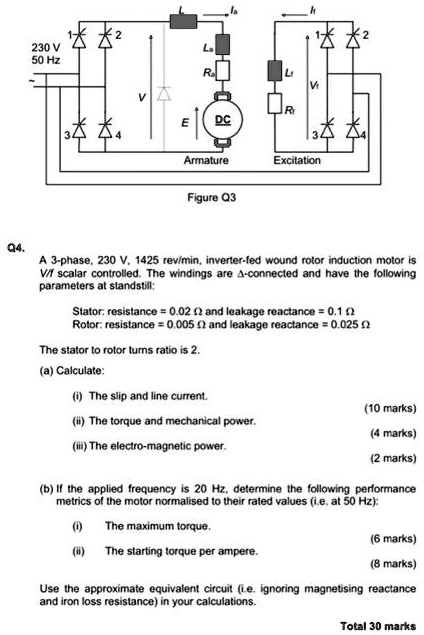 VIDEO solution: Text: 230V 50 Hz Armature Excitation Figure Q3 Q4. A 3 ...