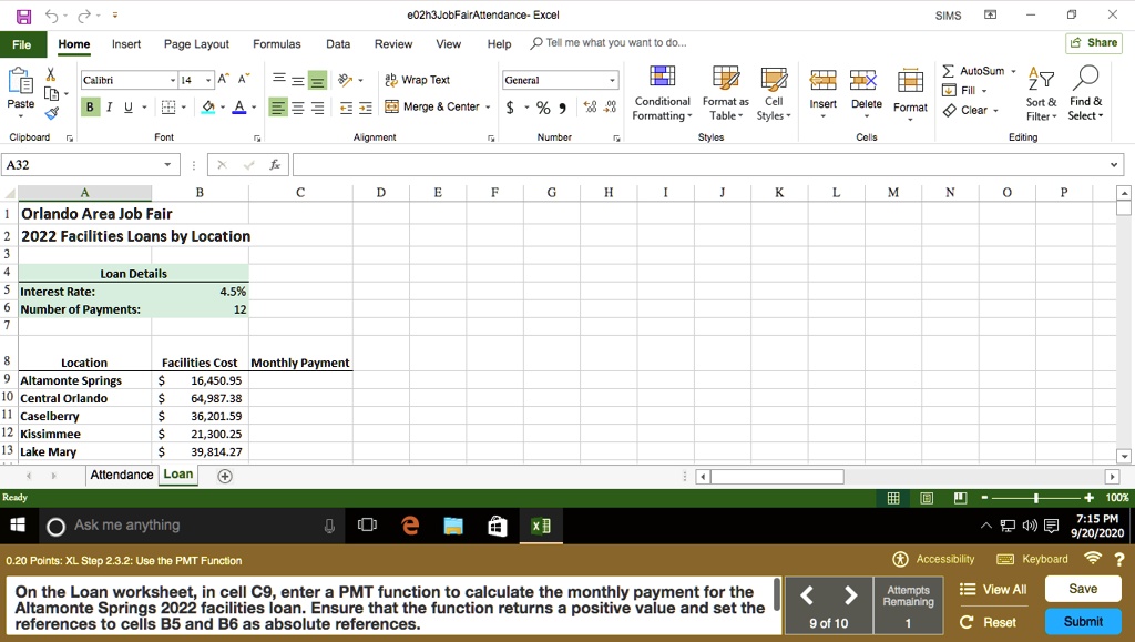 on the loan worksheet in cell c9 enter a pmt function to calculate the ... on the loan worksheet in cell c9 enter a pmt function to calculate the ...