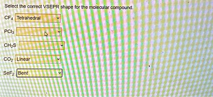 Select the correct VSEPR shape for the molecular compound. CF4 ...