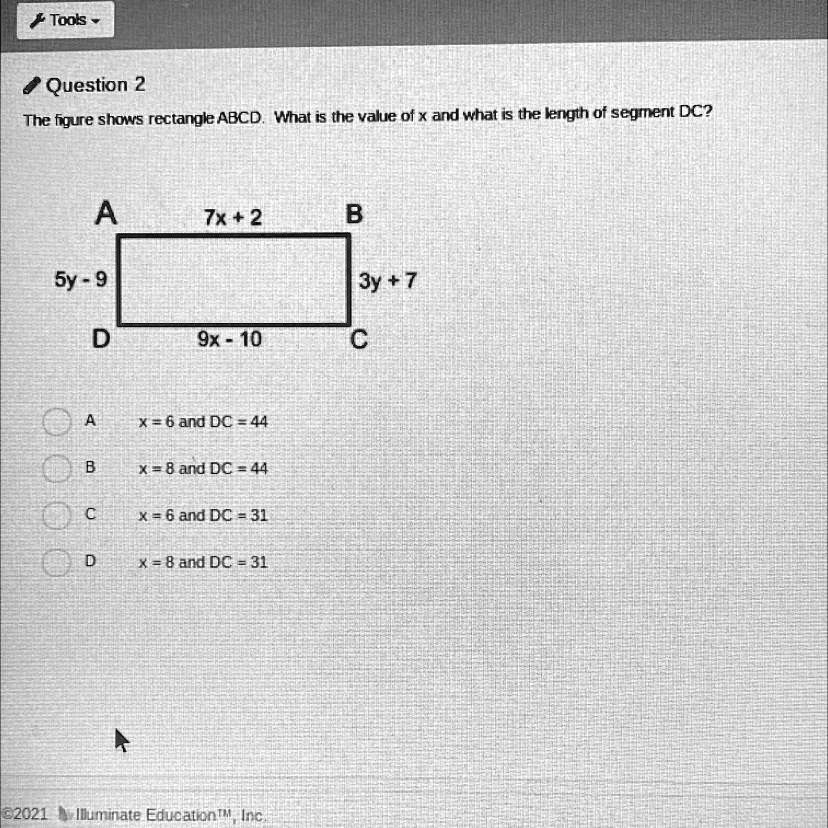 Solved The Figure Shows Rectangle Abcd What Is The Value Of X And