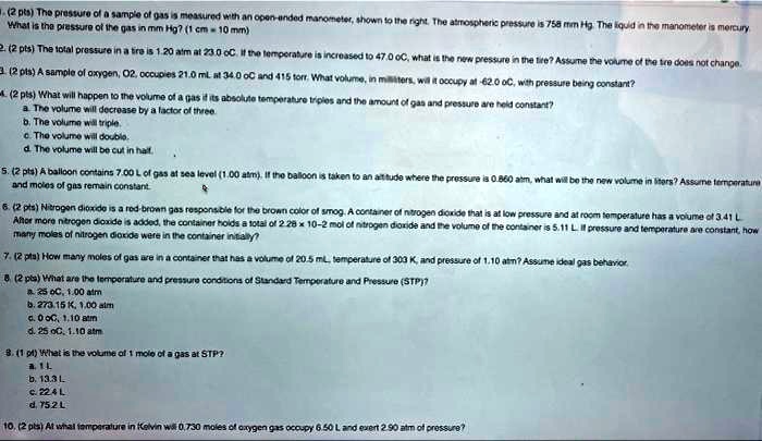 SOLVED: The pressure of a sample of gas is measured with an open-ended ...