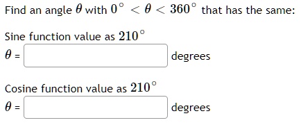 Find an angle θ with 0^∘