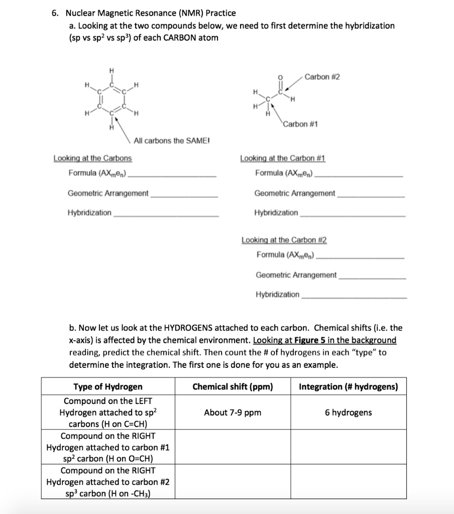 SOLVED: Nuclear Magnetic Resonance (NMR) Practice a. Looking at the two ...