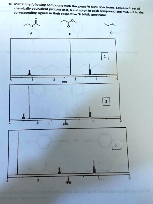 10. Match the following compound with the given 'H NMR spectrums. Label ...
