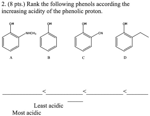 SOLVED: 2. (8 pts: Rank the following phenols according the increasing ...