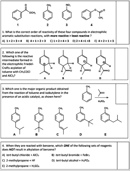 1 ch3 no2 och3 2 3 4 ch3 1 what is the correct order of reactivity of ...