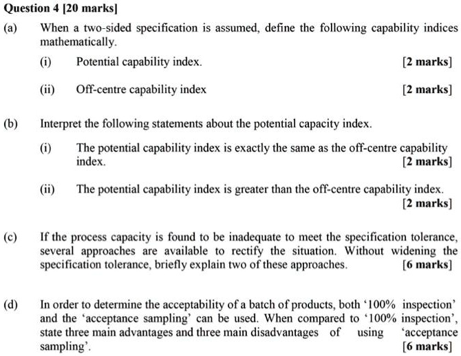 question 20 marks a when two sided specification is assumed define the ...