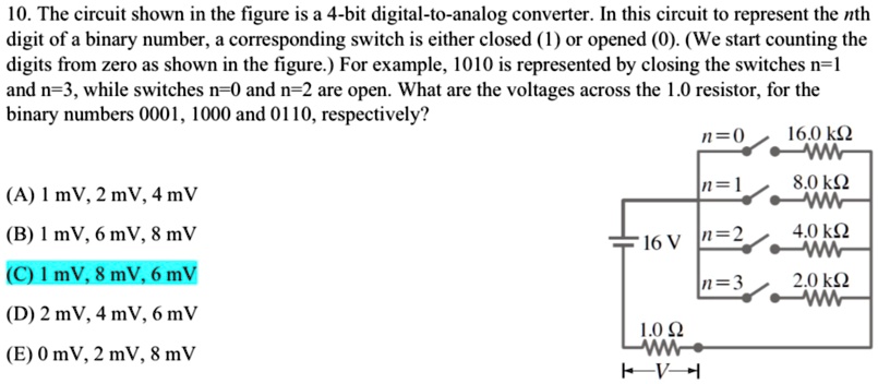 10. The circuit shown in the figure is a 4-bit digital-to-analog ...