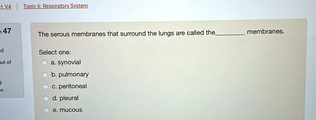 1 v4 topic 6 respiratory system 47 the serous membranes that surround ...