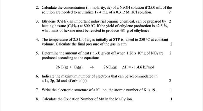 SOLVED: Help with questions 2-8 Please!!! 2.Calculate the concentration ...