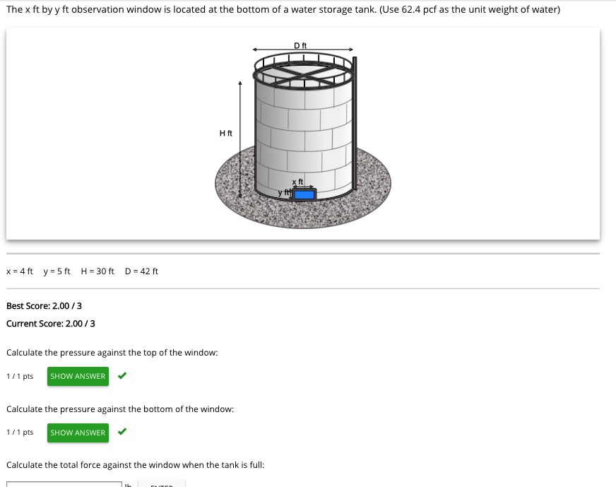 The x ft by y ft observation window is located at the bottom of a water ...