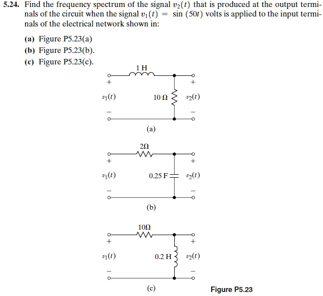 SOLVED: 5.24. Find the frequency spectrum of the signal v2(t) that is produced at the output ...