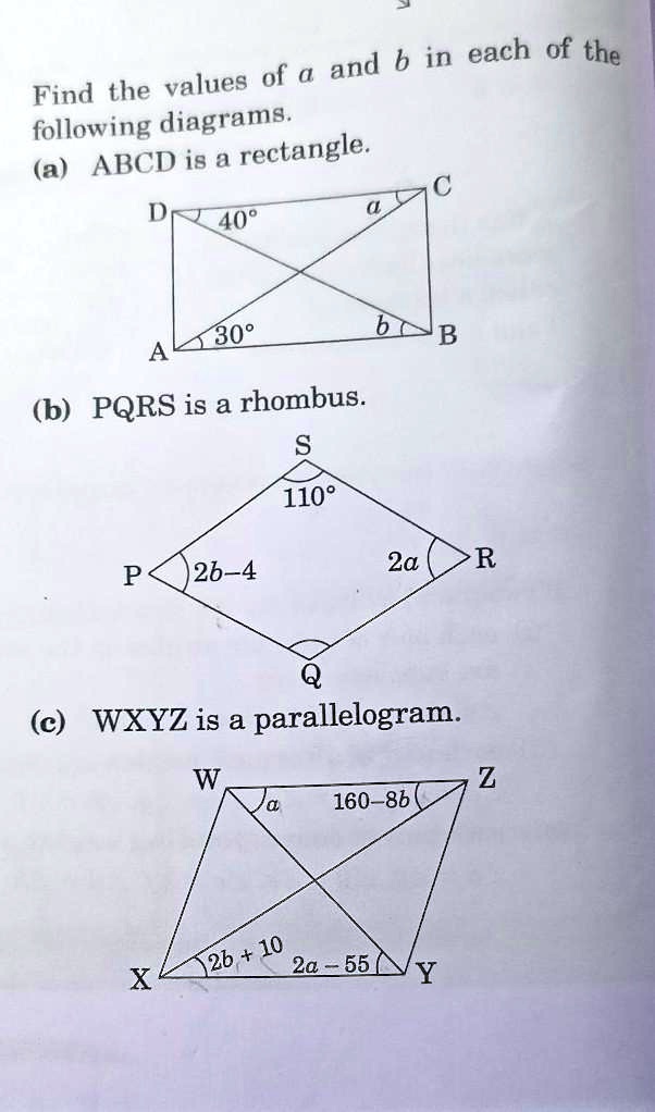 please help me guys its urgent b in each of and the find the values of ...