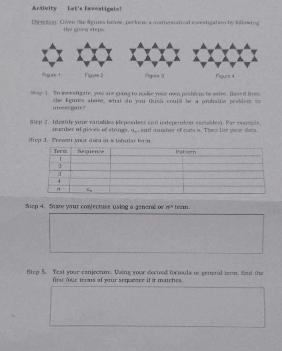 [GET ANSWER] Activity Let's Inventigate! Direction Qiven the figures ...