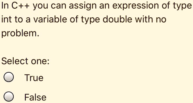 Video Solution In C You Can Assign An Expression Of Type Int To A Variable Of Type Double