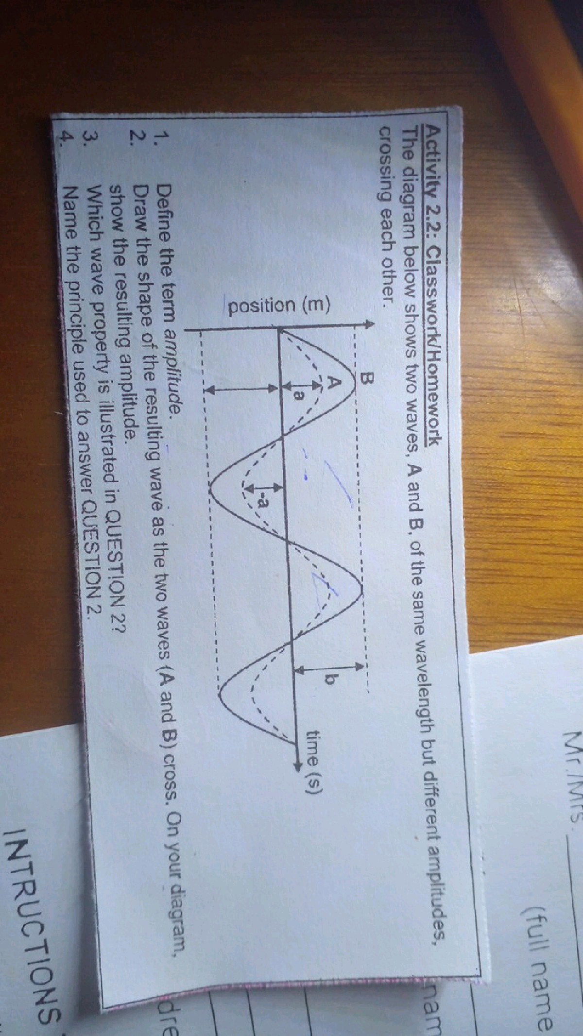 SOLVED: Mr.Miss (full name Activity 2.2: Classwork/Homework The diagram ...