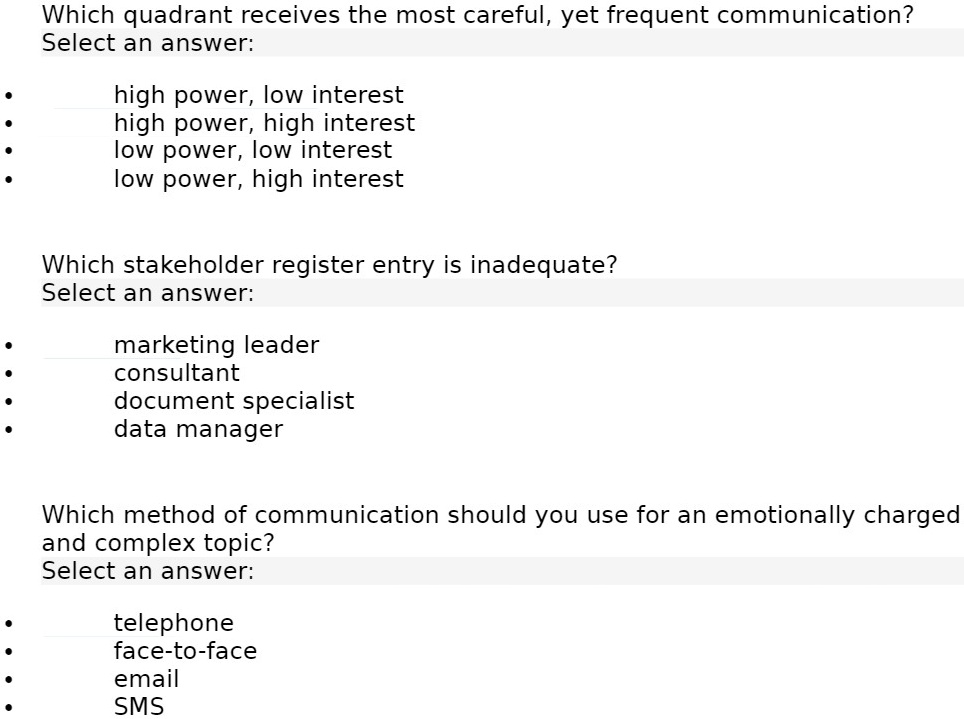 which quadrant receives the most careful yet frequent communication ...