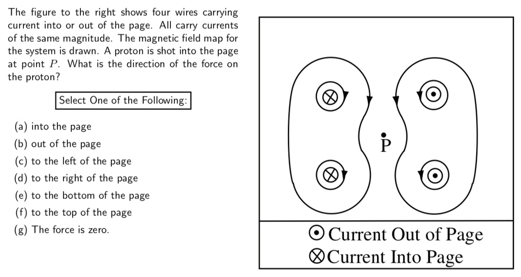 SOLVED: The figure to the right shows four wires carrying current into ...