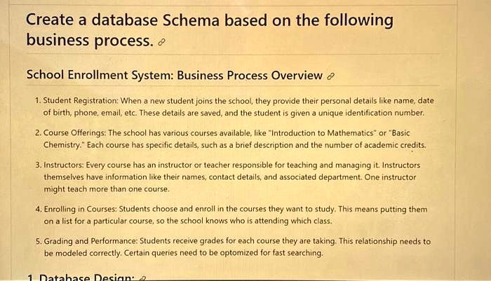 Solved Csi 234 Database Ii How To Create A Database Schema Using Sql Service Create A Database